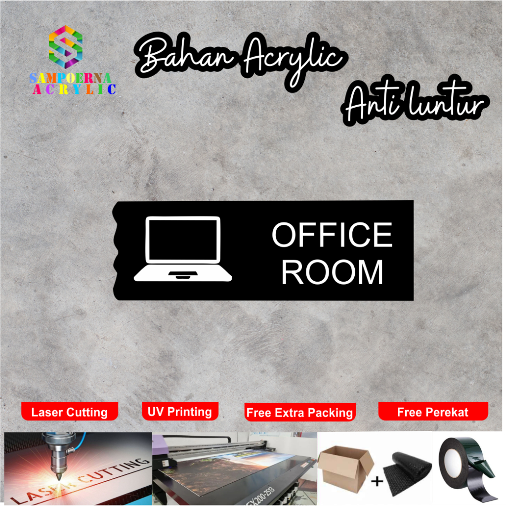 Jual Sign Akrilik Signage Tulisan Acrylic Papan Curly Style - Office ...