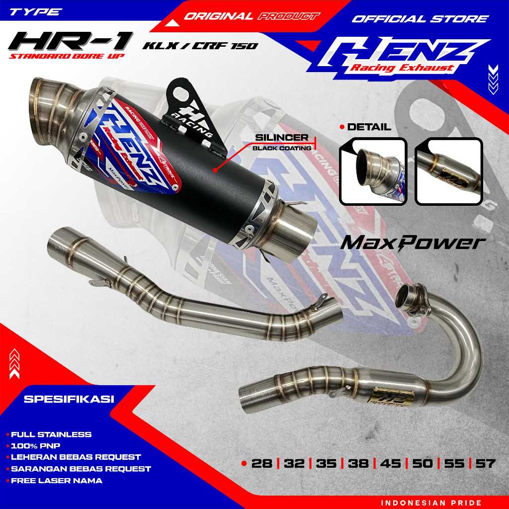 Jual Knalpot Crf HR-1 black/coating Hen-z Racing Exhaust | Shopee Indonesia