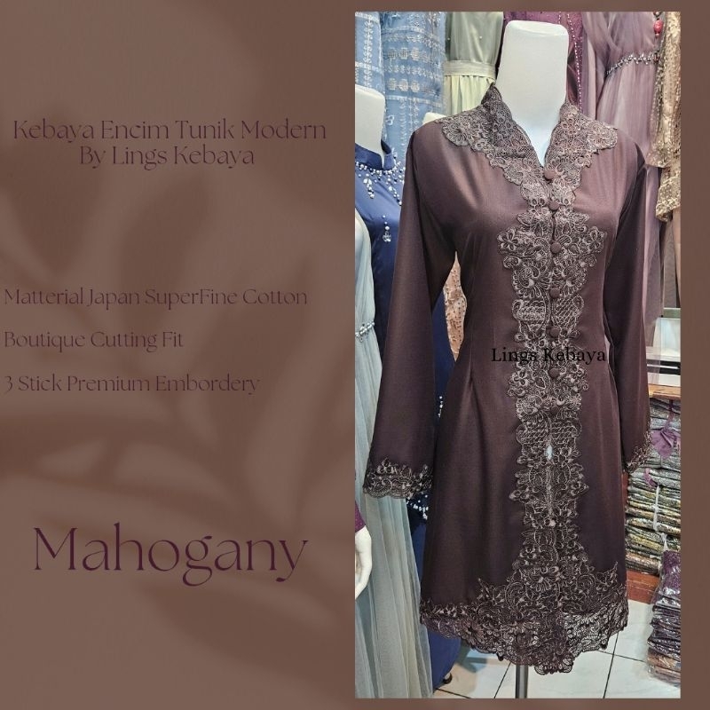 Jual Kebaya Encim Modern Tunik Burgundy Milo Pink Rosegold Navy Hitam ...