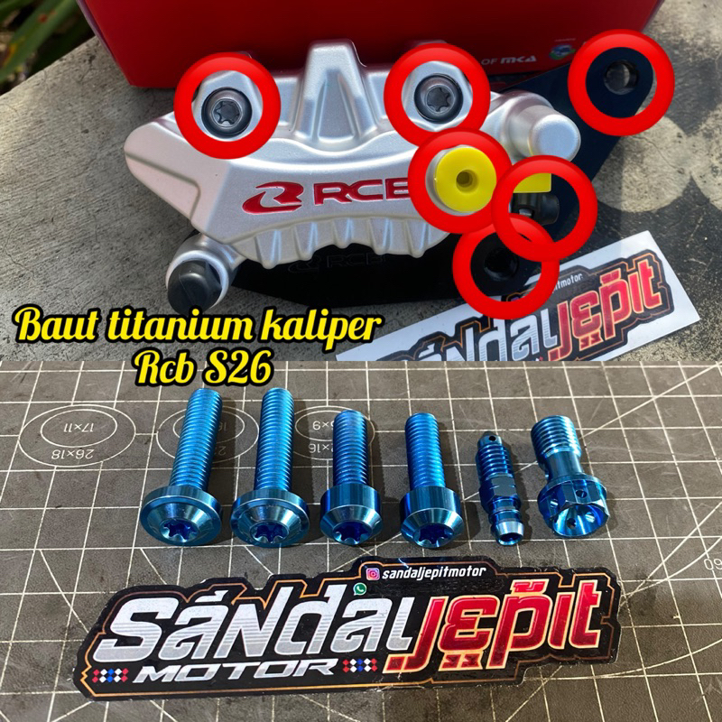 Jual BAUT TITANIUM KALIPER RCB S26 BAUT TITANIUM SET KALIPER RCB S-SERIES 2 PISTON TYPE S26 BAUT ...