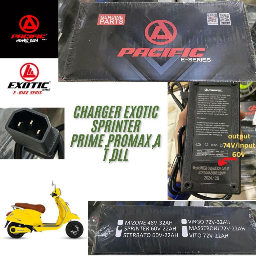 Jual PACIFIC CHARGER Motor Listrik 60volt-20ah Exotic Sprinter Prime ...