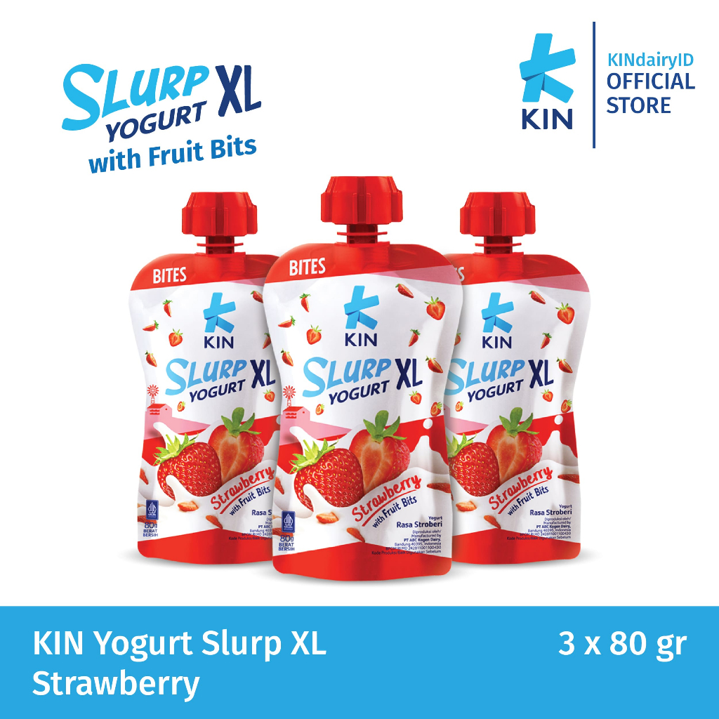 Jual KIN Yogurt Slurp XL Strawberry 3x80gr | Shopee Indonesia