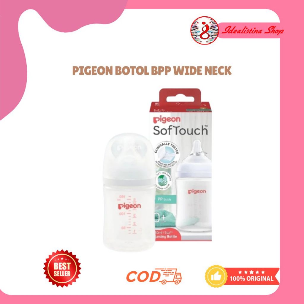 Jual PIGEON Botol BPP Wide Neck 160ml/240ml with SofTouch Nipple | Shopee Indonesia