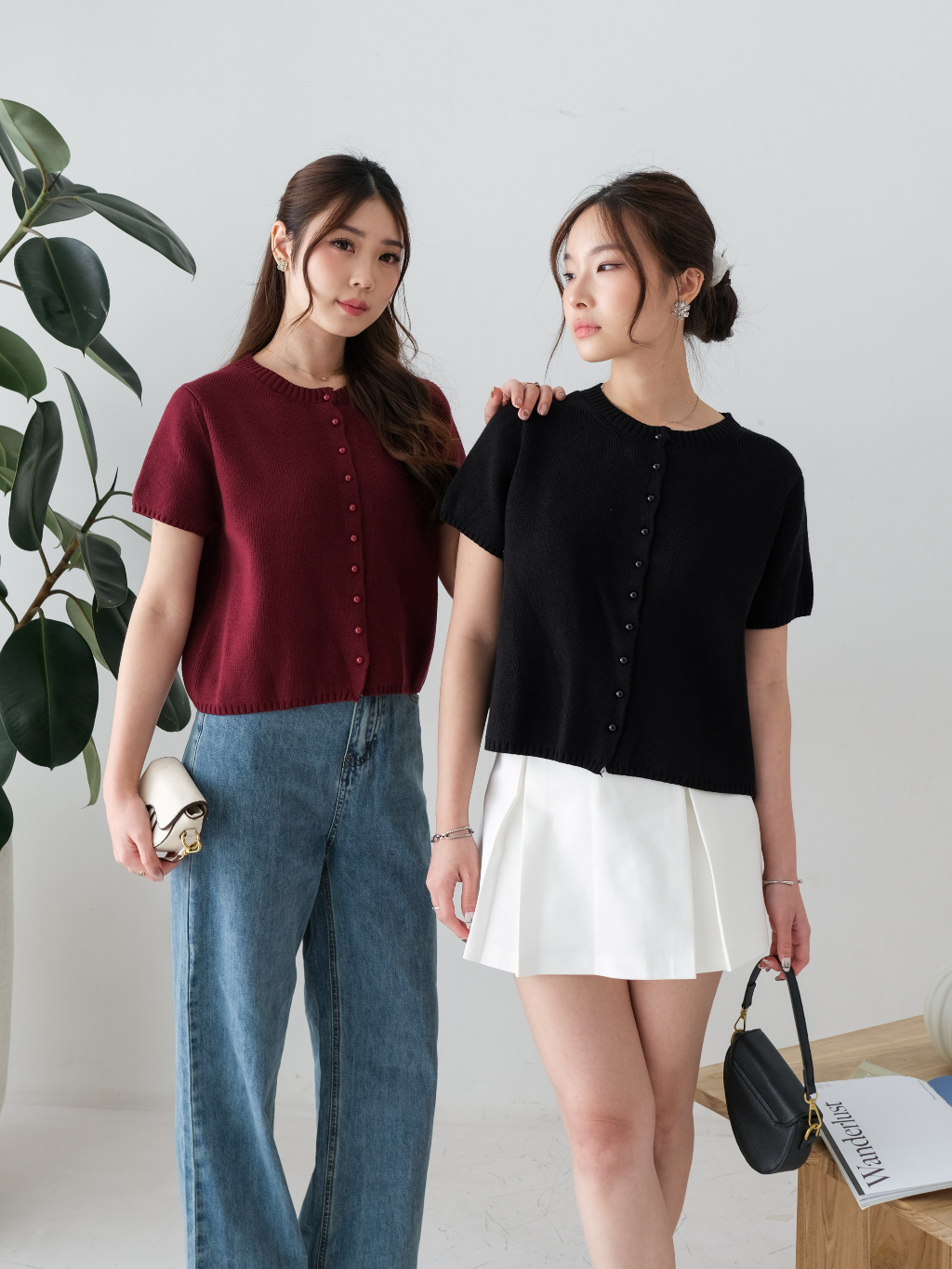 Jual Kiyorawears - Joyce Button Knit Top / Premium Button Knit Top ...