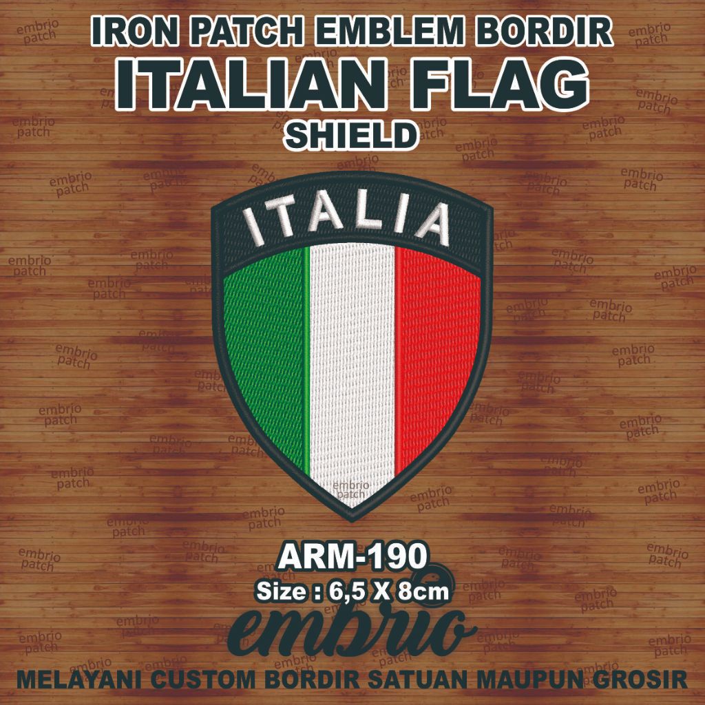 Jual ARM-190 Patch ITALIAN FLAG Bendera Italia SHIELD PERISAI Italian Army Military - 6,5x8cm ...