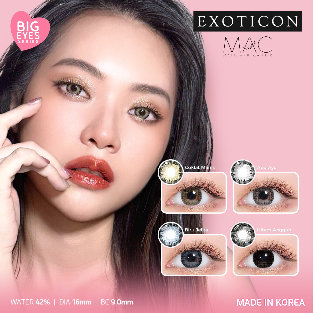 Jual Exoticon Softlens MAC Series Hitam Anggun | Cokelat Manis | Abu ...