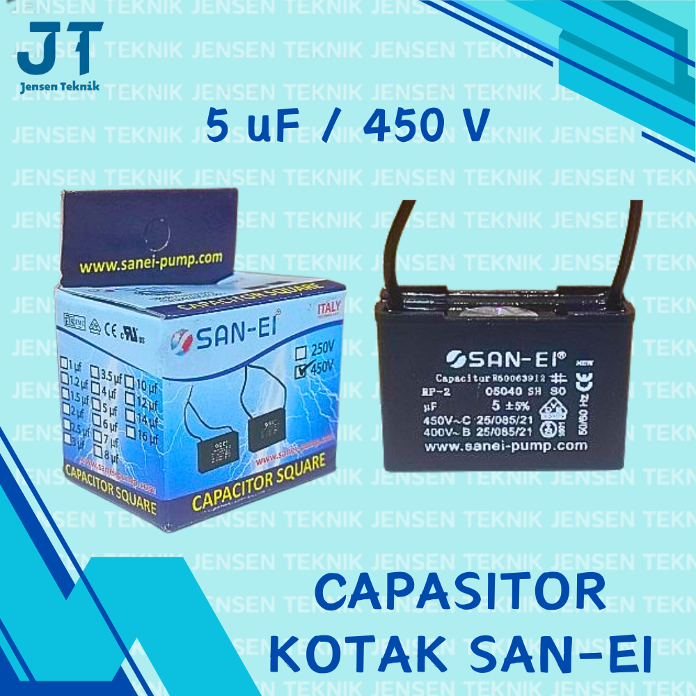 Jual Capasitor / Kapasitor Kotak 5uF / 450 VAC SAN-EI Original | Shopee ...