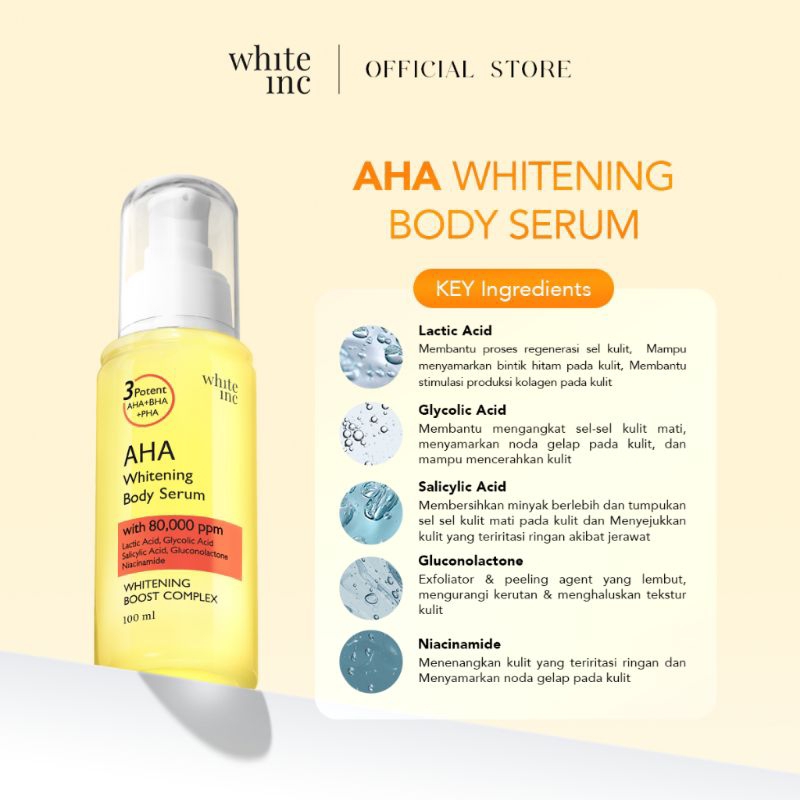 Jual white Inc AHA BHA PHA Whitening Body Serum 9X Whitening Boost ...