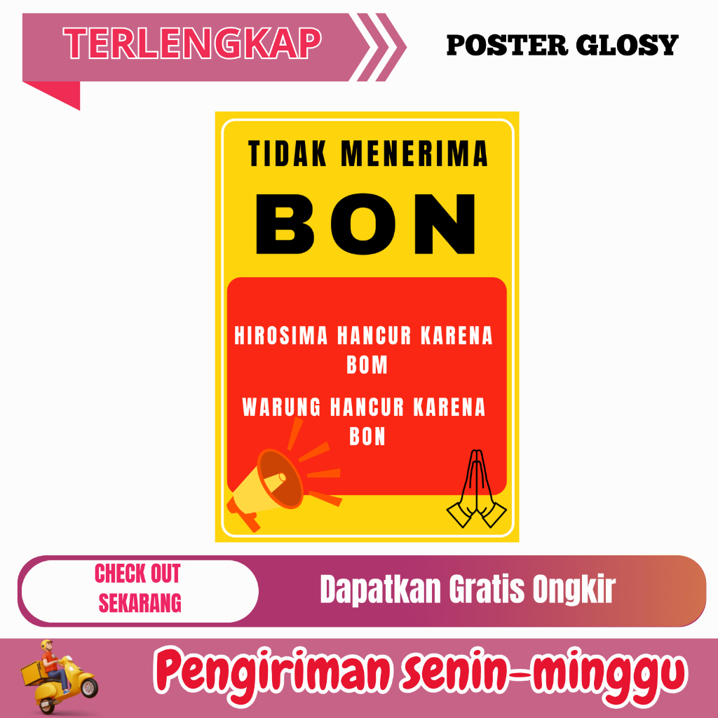 Jual STIKER/POSTER TIDAK MENERIMA BON/HUTANG UNTUK WARUNG | Shopee ...