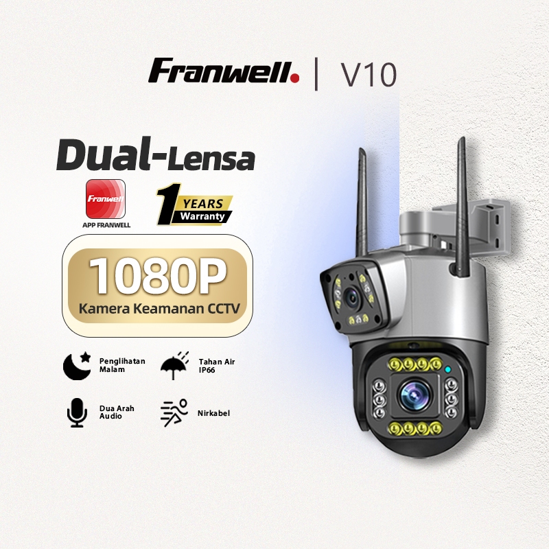 Jual Franwell V10 Kamera CCTV WiFi Outdoor Dual Lensa 1080P | Night ...