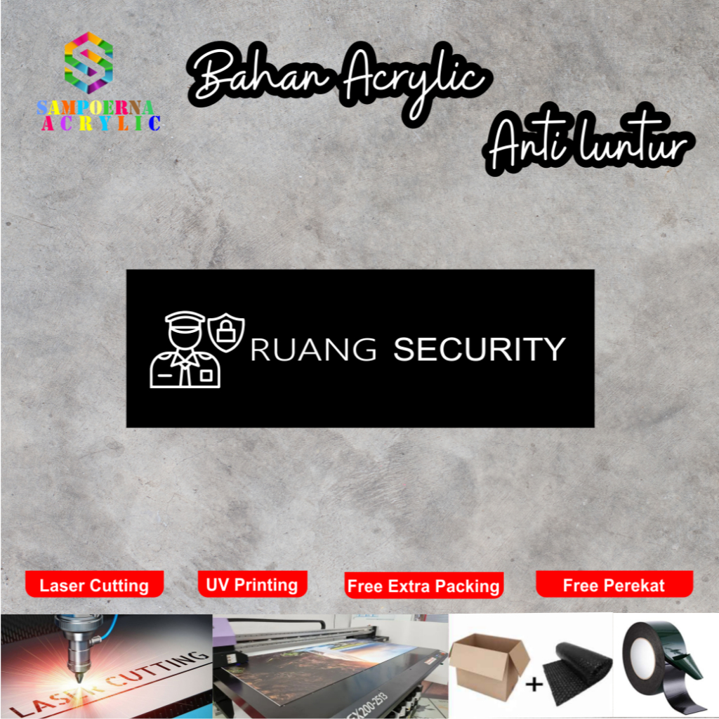 Jual Sign Akrilik Ruang Security UV Print Modern Label Sign | Shopee ...