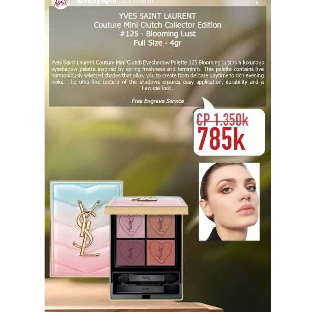 Jual YSL Couture Mini Clutch Eyeshadow Palette Limited Edition #125- Blooming Lust 4g | Shopee ...
