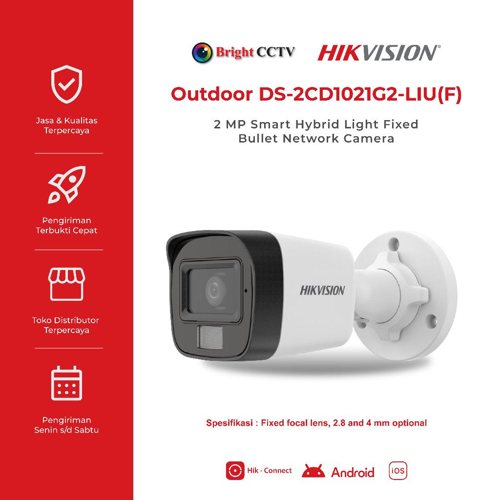 Jual CAMERA HIKVISION DS-2CD1021G2-LIU Camera CCTV IP AUTDOOR 2MP SMART HYBRID | Shopee Indonesia
