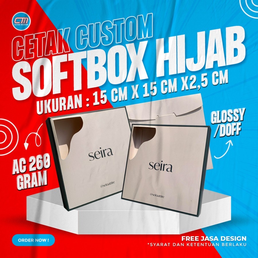Jual Packaging Softbox Custom hijab 2 warna bahan art carton 260 model ...