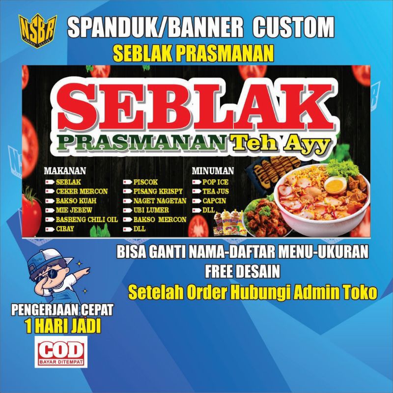 Jual Spanduk Seblak Prasmanan / Spanduk Seblak Bisa Ganti Nama Menu ...