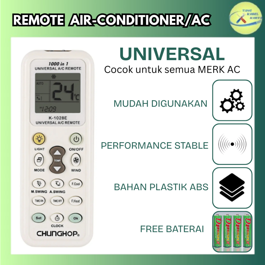 Jual REMOTE REMOT AC/KIPAS ANGIN AC UNIVERSAL CHUNGHOP K-1028E ORIGINAL ...