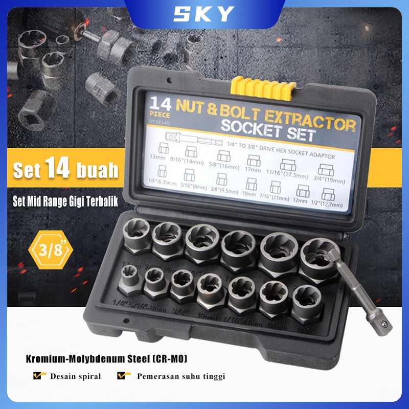 Jual Alat Pembuka Baut Mur Hex Rusak 8mm-19mm Set Kunci Ring pass ...