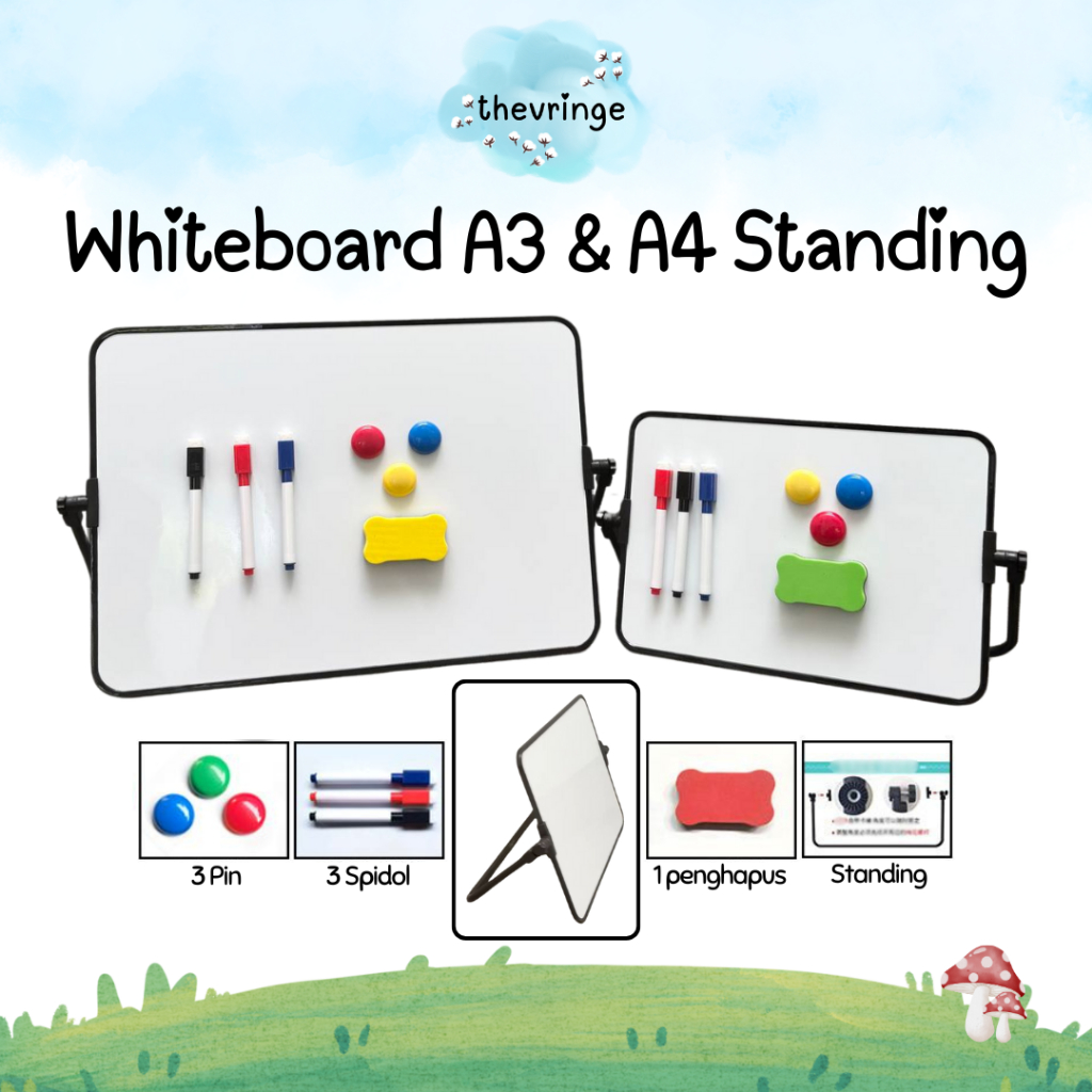Jual Whiteboard A3 A4 Standing with Bracket Set Whiteboard A4 2 Sides ...
