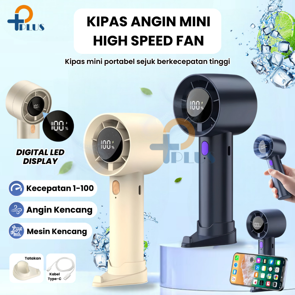 Jual [PPLUS] Kipas Angin Turbo Portable Handheld Rechargeable Mini Fan ...
