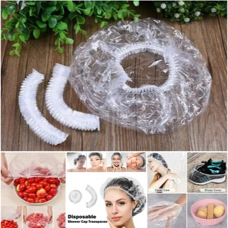 Jual [ISI 100 PCS] Shower Cap Plastik Sekali Pakai Serbaguna Penutup ...