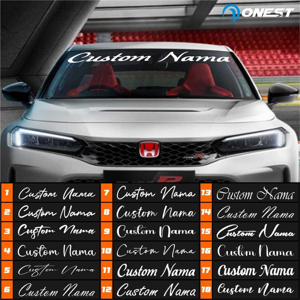 Jual Cutting Sticker Kaca Depan Mobil V2 Request Tulisan Custom Nama ...