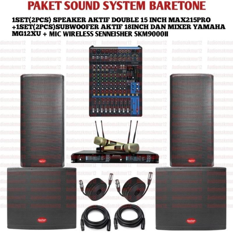Jual PAKET SOUND SYSTEM BARETONE AKTIF MAX215 PRO KOMPLIT SUBWOOFER ...