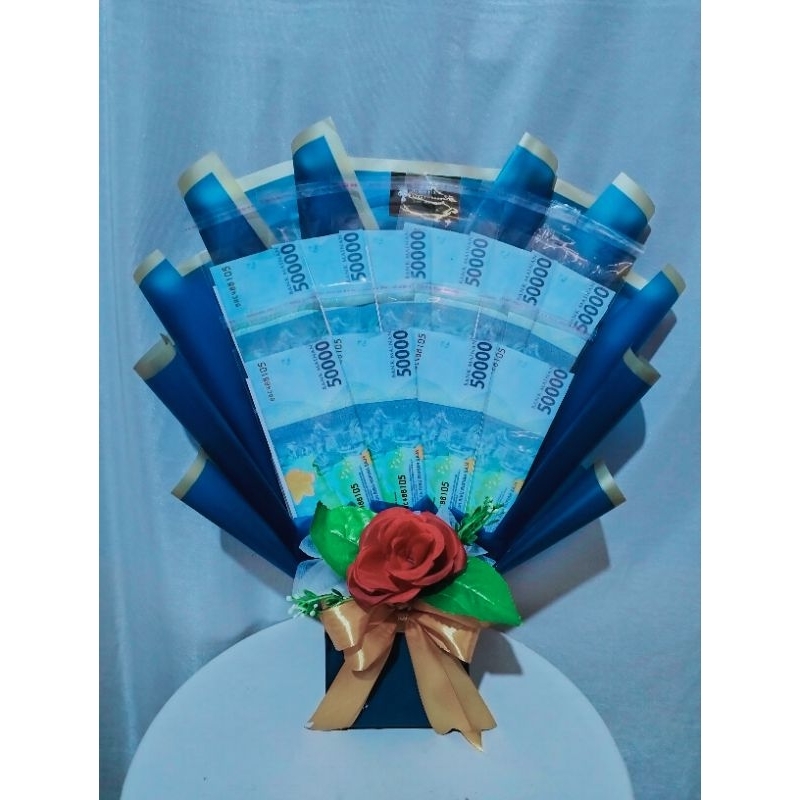 Jual Kerangka Buket Uang 10 Lembar Bunga mawar kuncup artificial Free ...