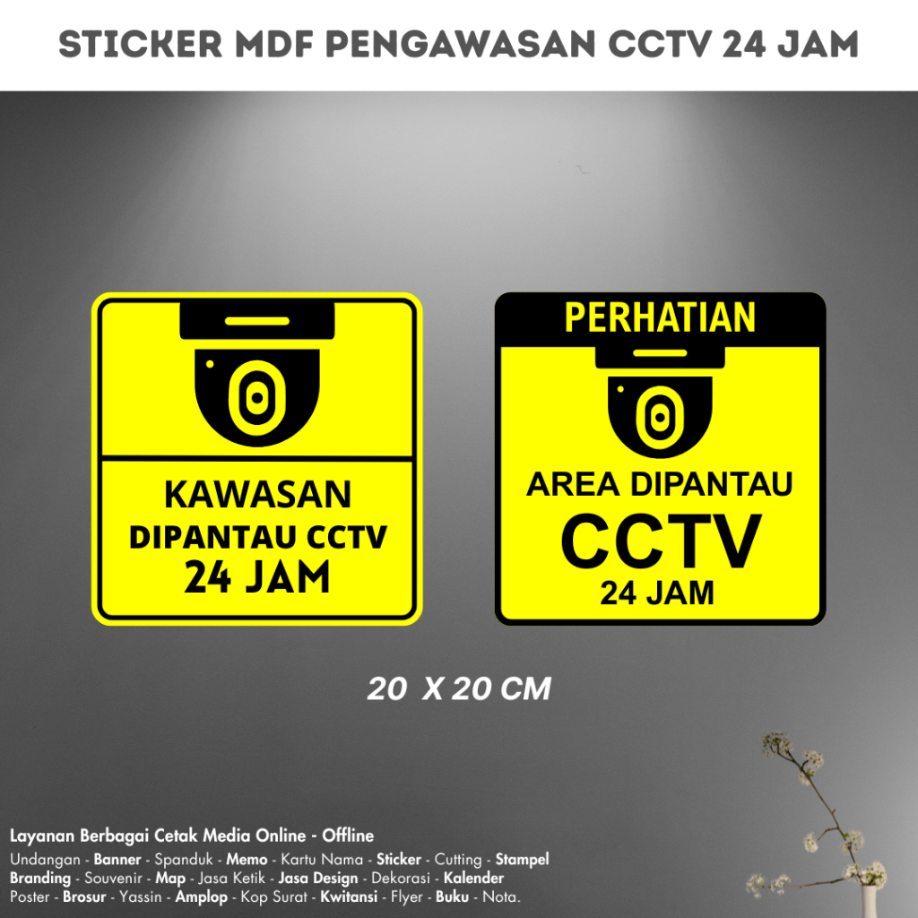 Jual Sticker MDF Tanda SIGN CCTV 24 JAM 20x20cm | Sticker Vinyl | MDF 5 ...