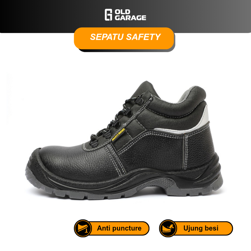 Jual Sepatu Safety Shoes Pria Ujung Besi Anti Slip Hitam SSM200 ...
