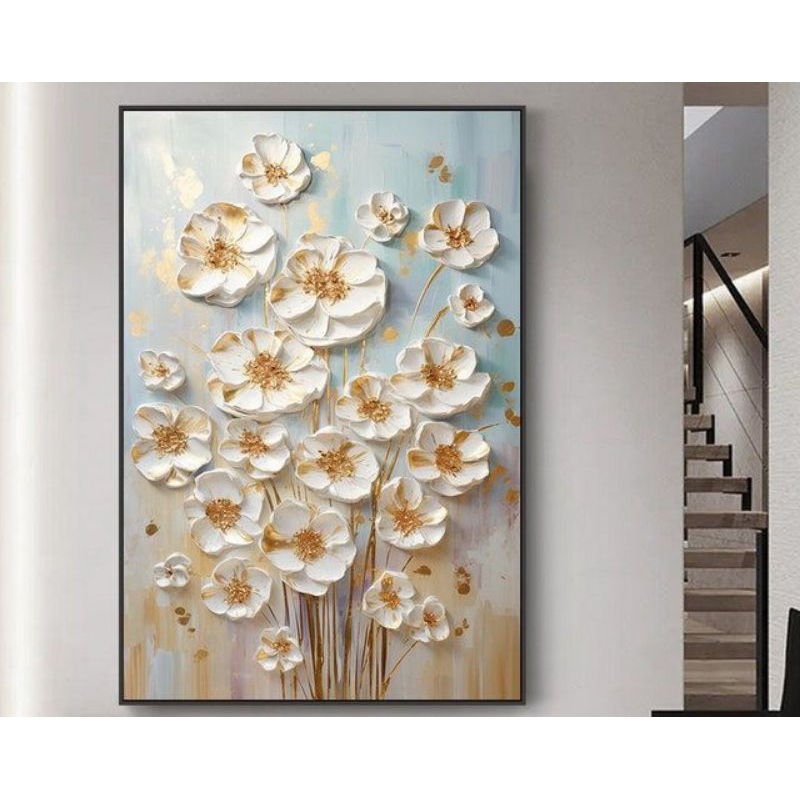 Jual Lukisan Bunga Tekstur Timbul Tebal Modern Art Aesthetic Hiasan ...
