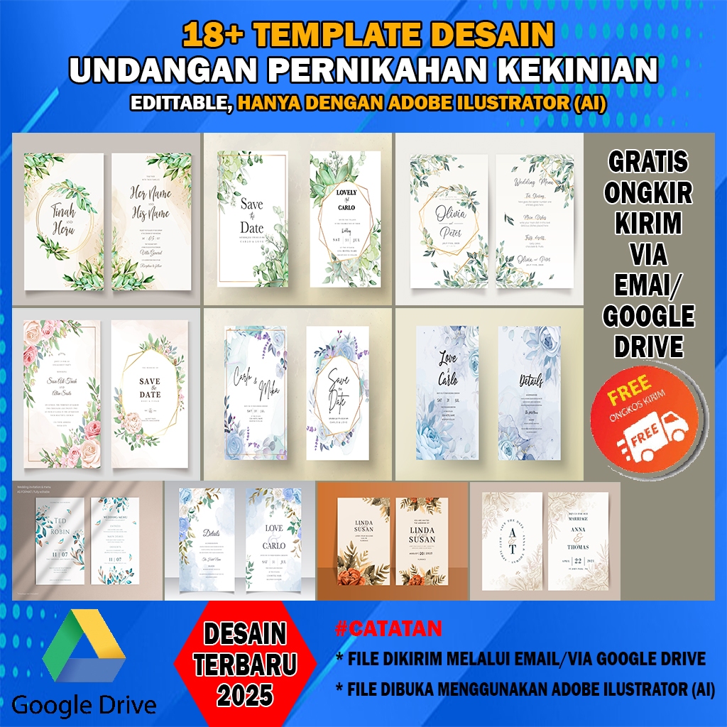 Jual 18+ Desain Template Undangan Pernikahan Kekinian Flower & Rustic ...