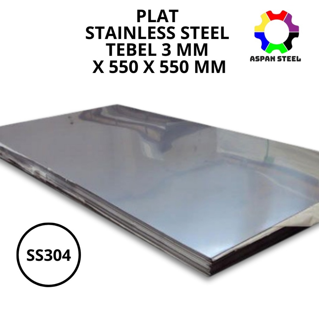 Jual Plat stainless steel 304 550mm x 550mm x Tebel 3mm | Shopee Indonesia