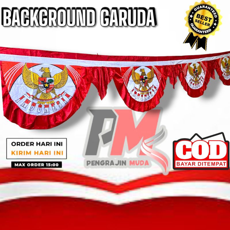 Jual BENDERA MERAH PUTIH BACKGROUND GARUDA MERAH PUTIH SEMI ABUTAI 10 ...
