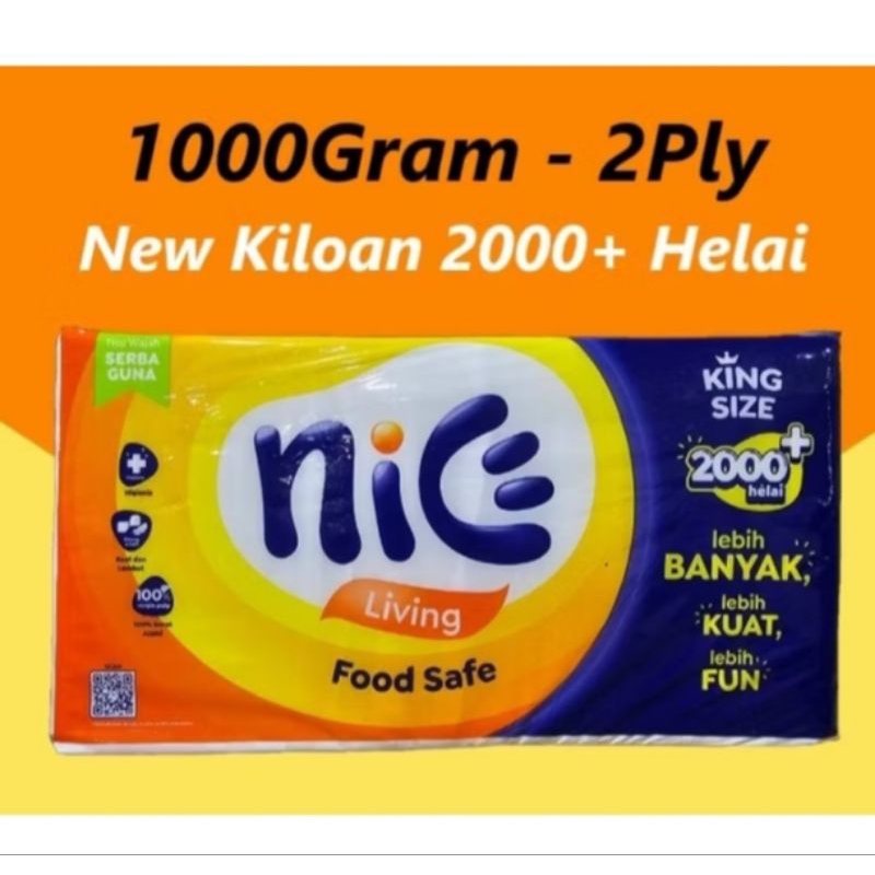 Jual (king size) Tissue Nice 1000 g - 2 ply- 2000 helai facial tissue ...