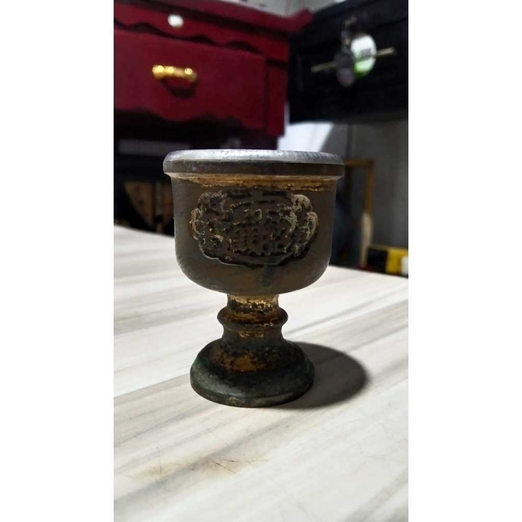 Jual Cawan Sembayang Aksara Cina Kuningan Kuno Jadul Antik | Shopee ...