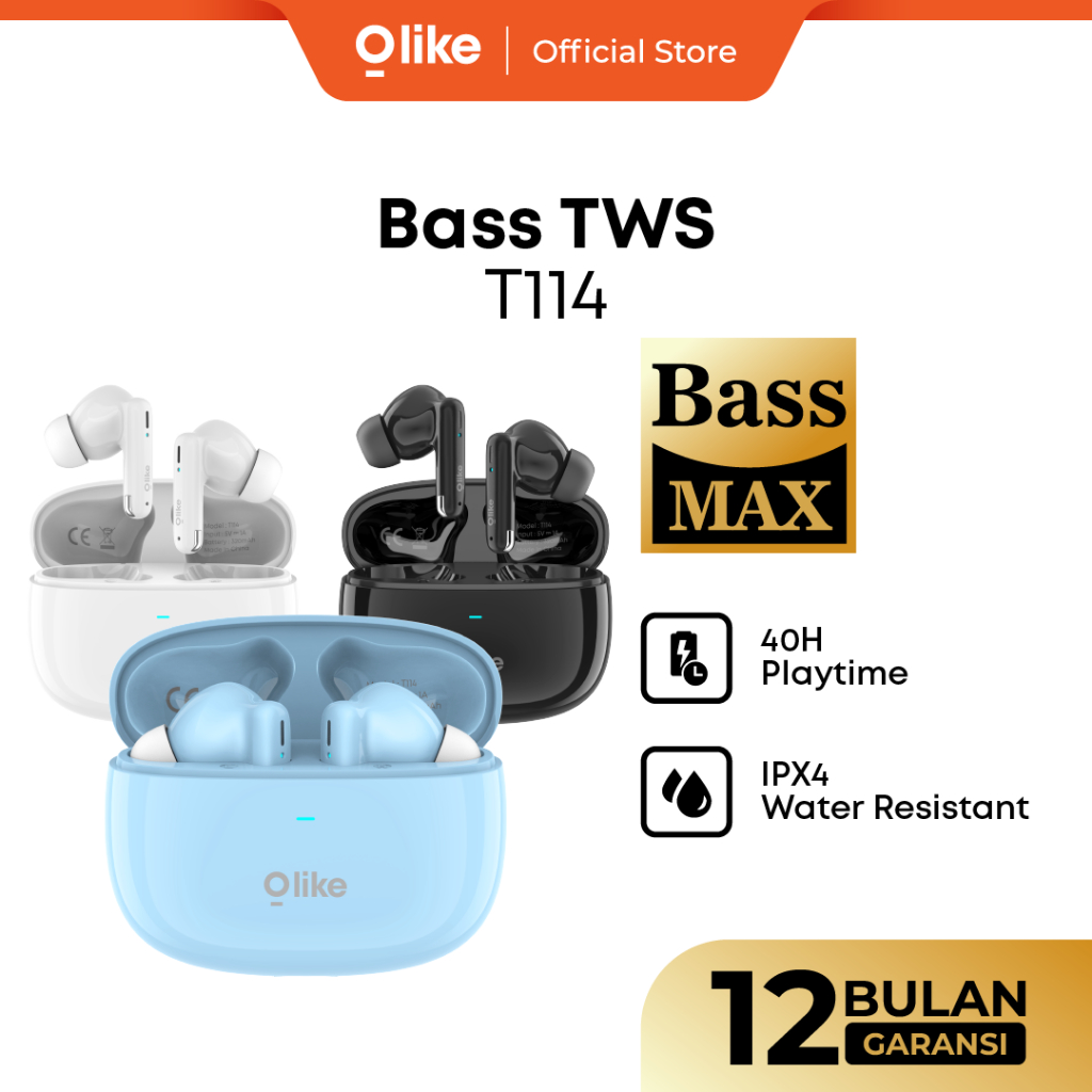 Jual OLIKE T114 True Wireless Earphone TWS Earphone Headset Bluetooth Bass Max 40H original ...