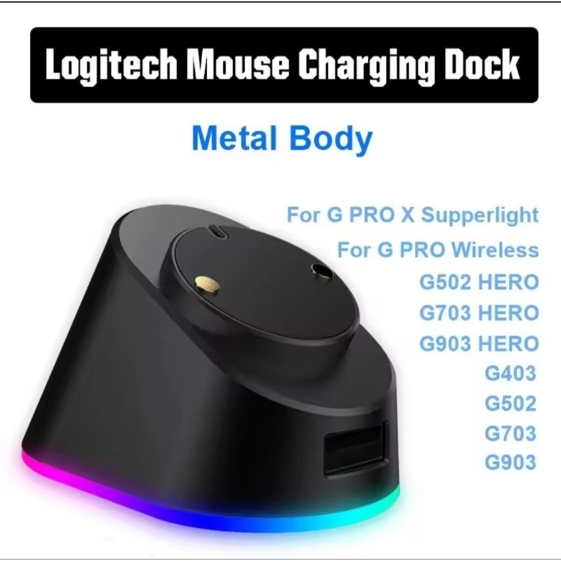 Jual XVX Metal Wireless Mouse Charging Dock RGB untuk Logitech Mouse G ...
