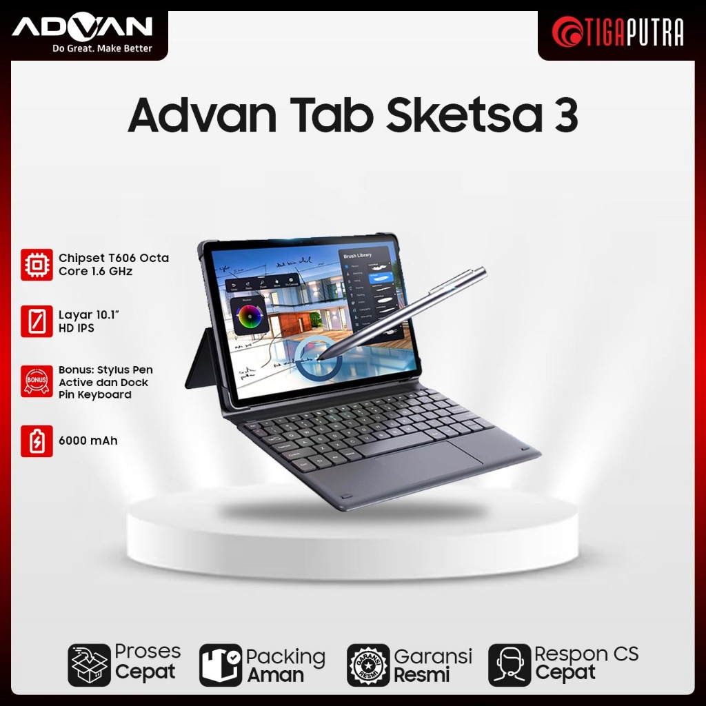 Jual Advan Sketsa 3 Tablet 10.1” (Ram 6GB, Rom 128GB, Free Keyboard ...