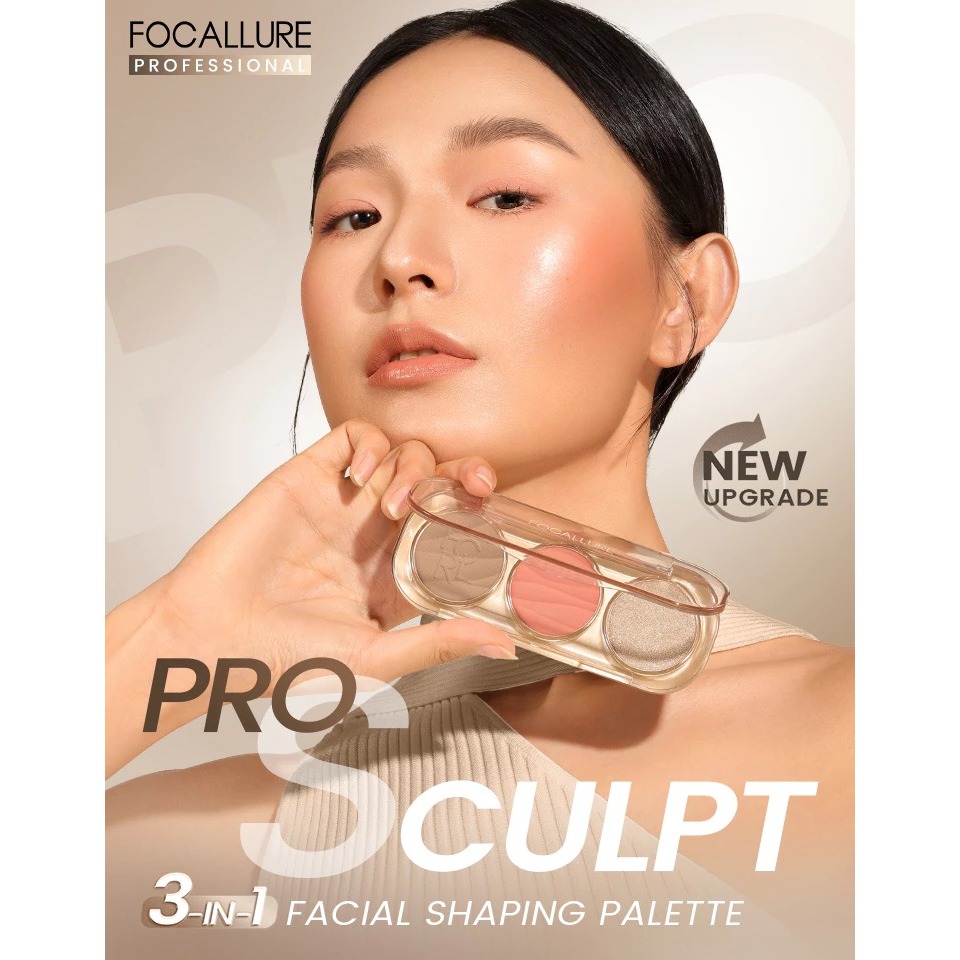 Jual Focallure 3in1 Palette Blush Highlighter Contour Praktis Multifungsi Untuk Riasan Wajah ...
