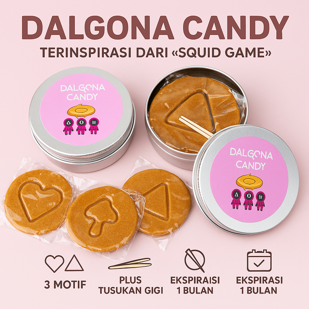 Jual Dalgona Candy Squid Game Kemasan Kaleng/ Permen Dalgona | Shopee Indonesia