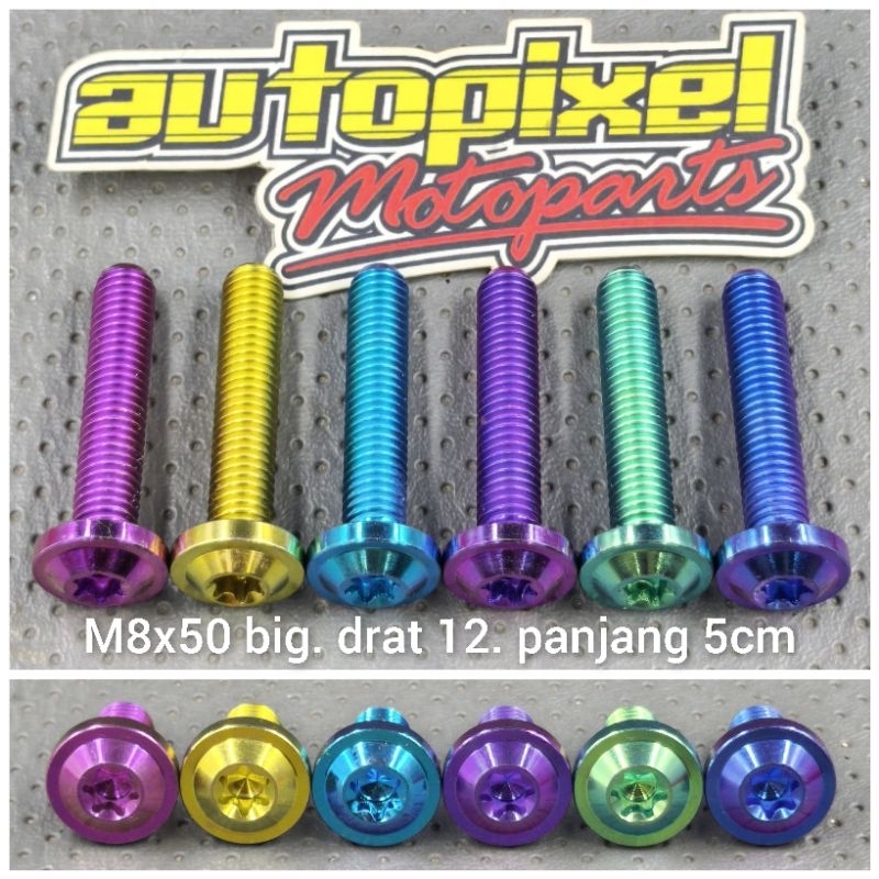 Jual Baut titanium 8x50 big baut titan drat 12 panjang 5cm Grade 5 vietnam | Shopee Indonesia
