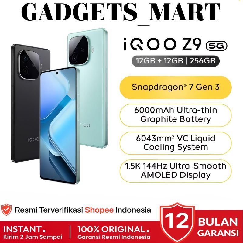 Jual IQOO Z9 5G 12GB 256GB | Snapdragon 7 Gen 3 144Hz Ultra-Smooth AMOLED Display Battery ...