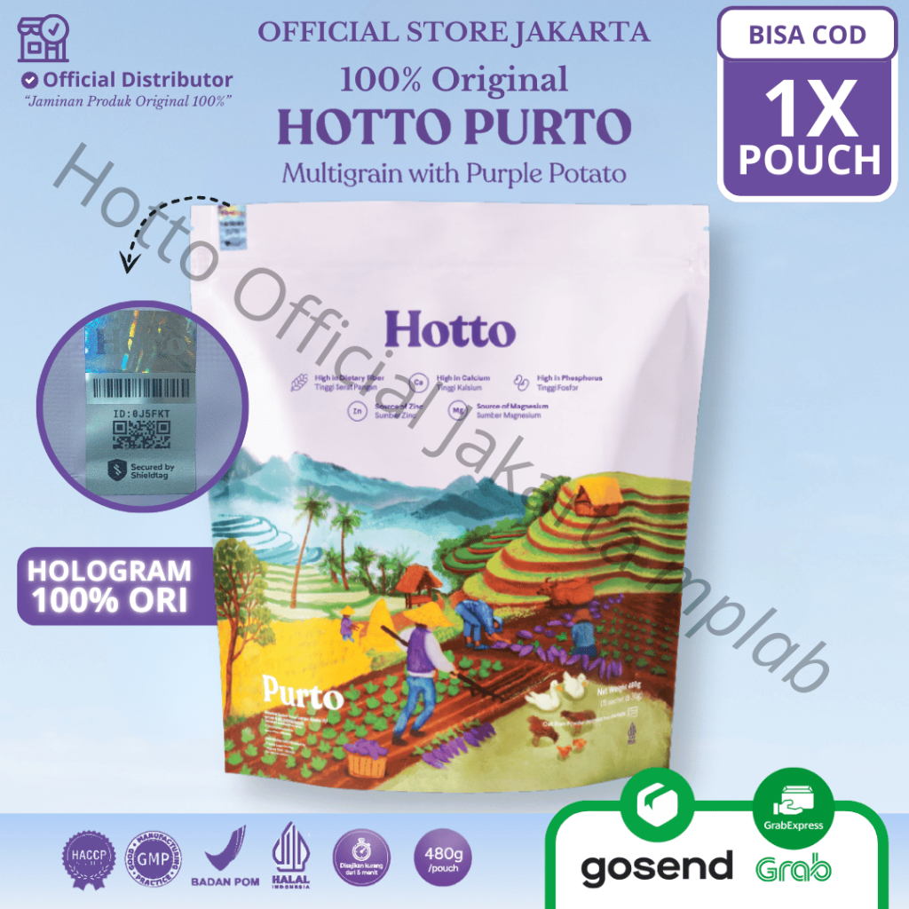 Jual Hotto Purto Multigrain Official 1 Pouch 16 Sachet - Sereal Oat ...