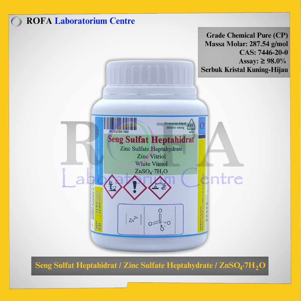 Jual Seng Sulfat Heptahidrat / Zinc Sulfate Heptahydrate / ZnSO4.7H2O ...