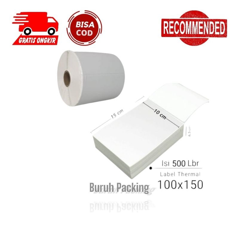 Jual KERTAS RESI ATAU THERMAL STIKER 100 X 150 ISI 500 LEMBAR | Shopee Indonesia