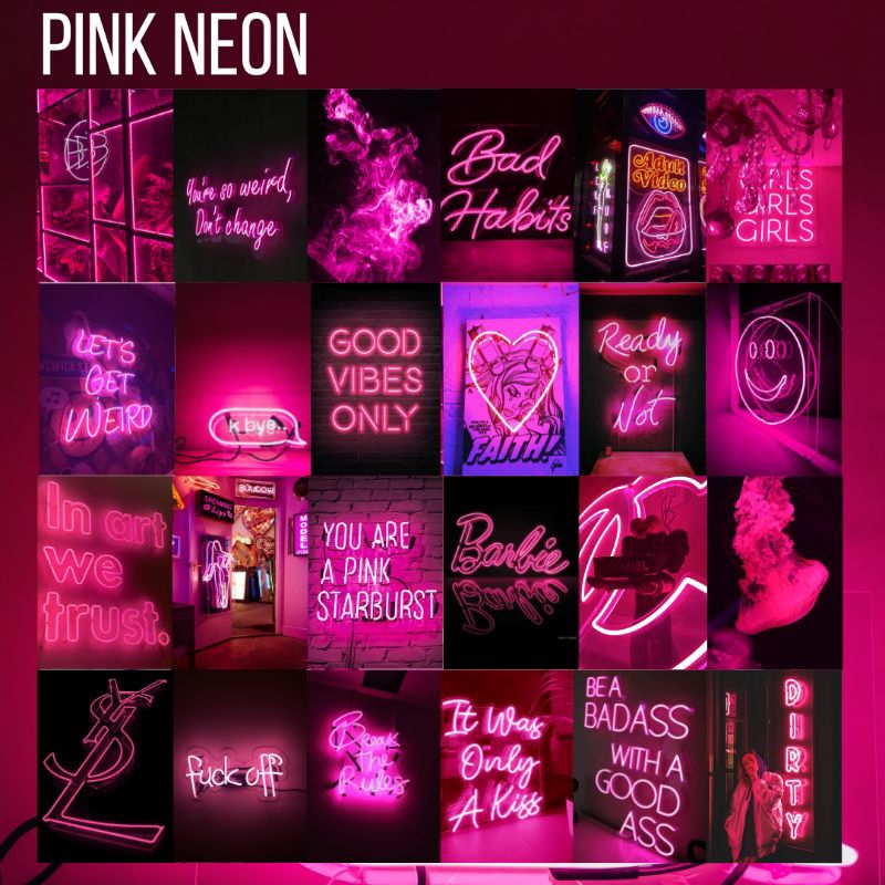 Jual poster dinding aesthetic pink neon size A5 | Shopee Indonesia