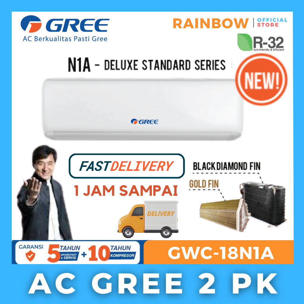 Jual AC GREE DELUXE STANDART 2 PK GWC18N1A BLACK DIAMOND FIN | Shopee ...