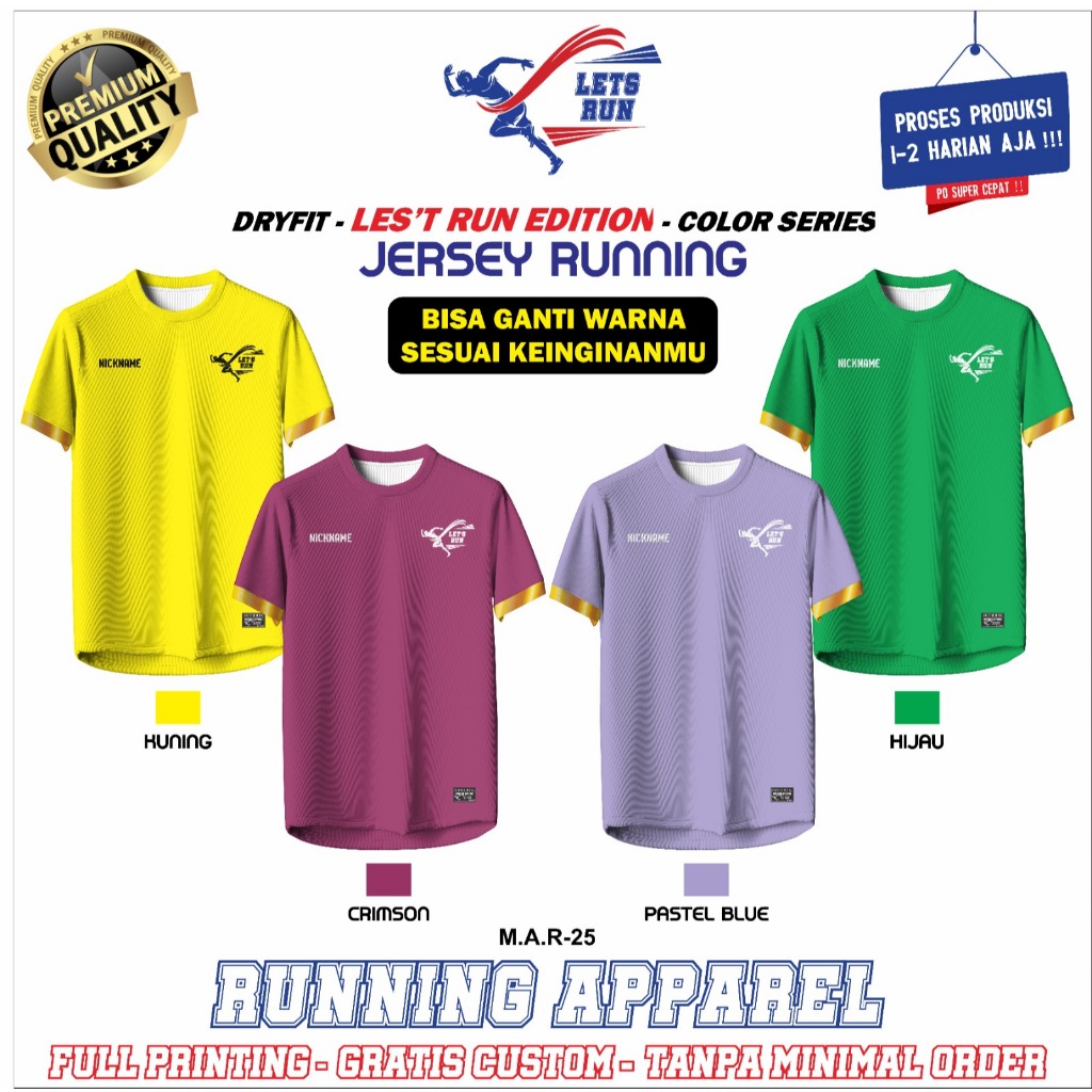 Jual Jersey RUNNING LET'S RUN EDITION Berbahan DRYFIT Full Printing ...