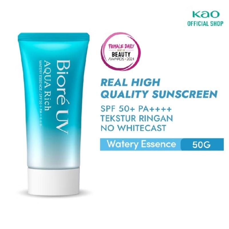 Jual Biore UV Aqua Rich Sunscreen Watery Essence SPF 50 PA++++ 50gr | Shopee Indonesia