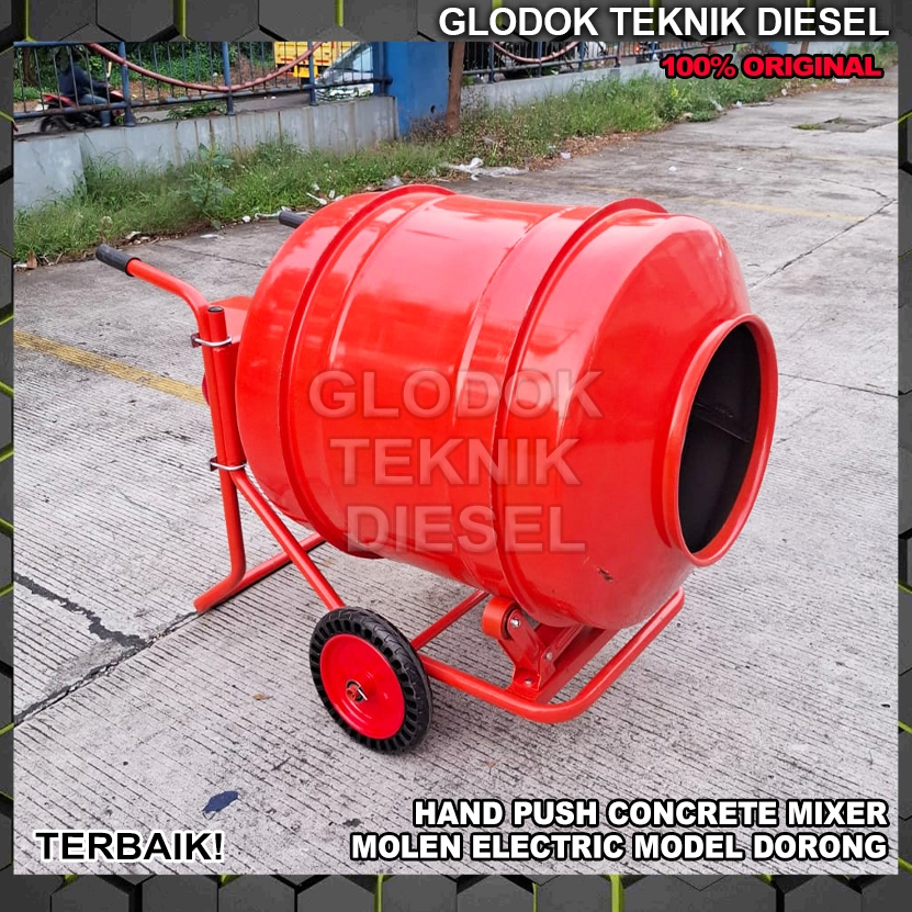 Jual Mesin Molen Dorong Elektrik 400 LITER + Penggerak Dinamo Motor Listrik Alat Aduk Semen ...